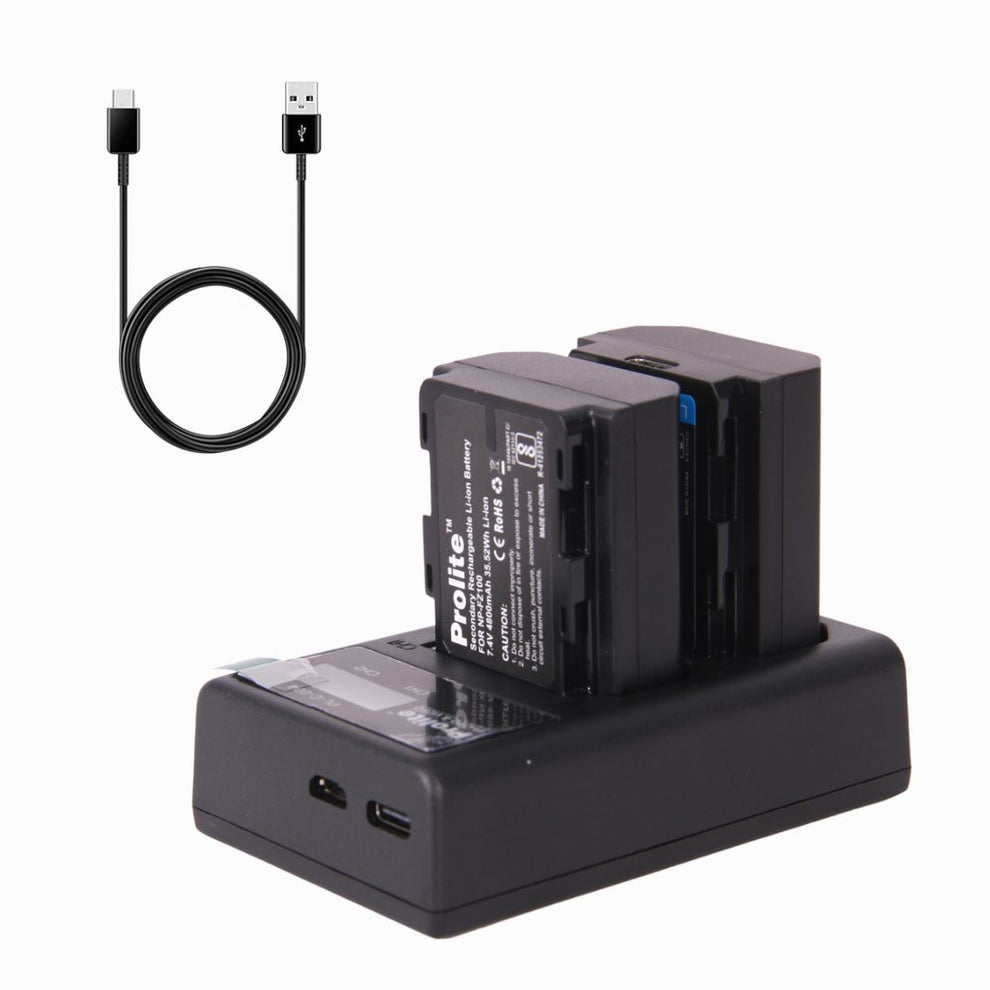 Prolite NP-FZ100 Dual LCD Combo | 2 NP-FZ100 Platinum Camera Li-ion Ba ...